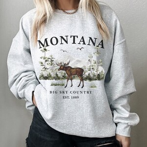 Unisex Montana Big Sky Country Moose Crewneck Sweatshirt, Montana Pullover Gift - Etsy