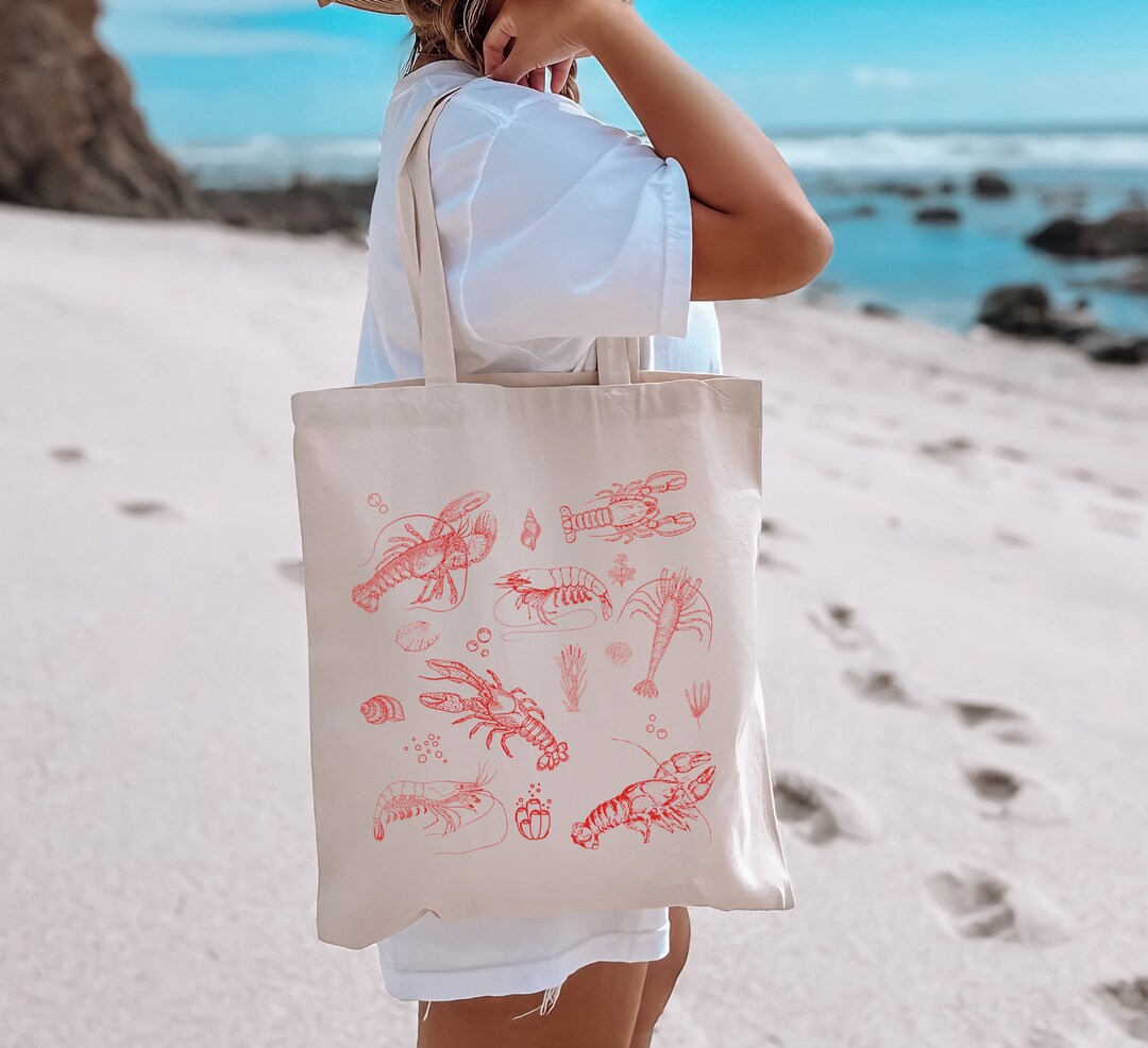 Lobsters Beach Tote Bag Gifts, Cute Tattoo Large Cotton Canvas Bag - Etsy