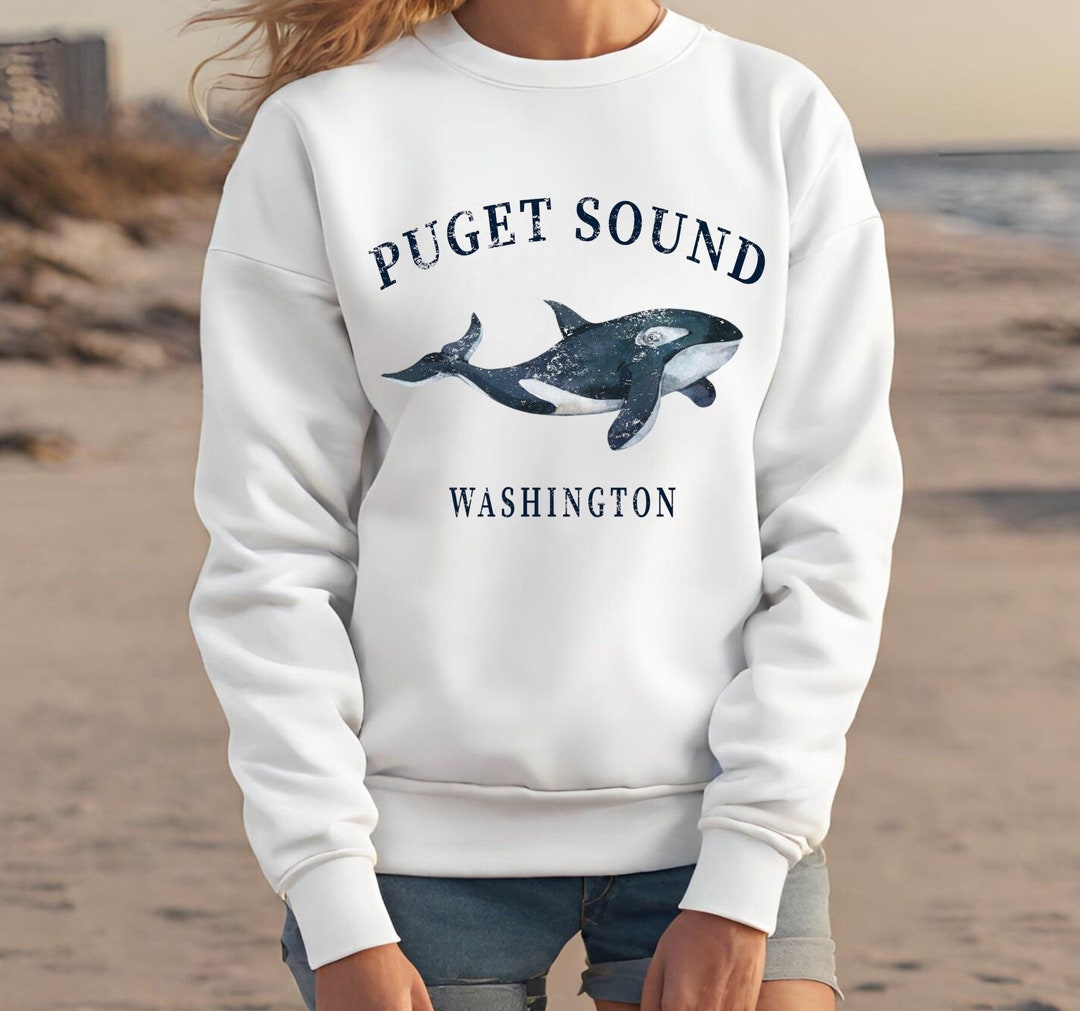 Puget Sound Whale Sweatshirt, Womens Washington Crewneck, Washington ...