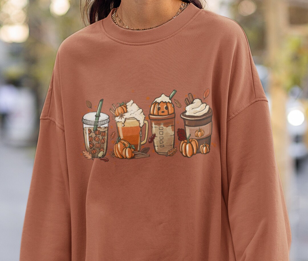Fall Coffee Crewneck Sweatshirt Cute Pumpkin Spice Pullover - Etsy
