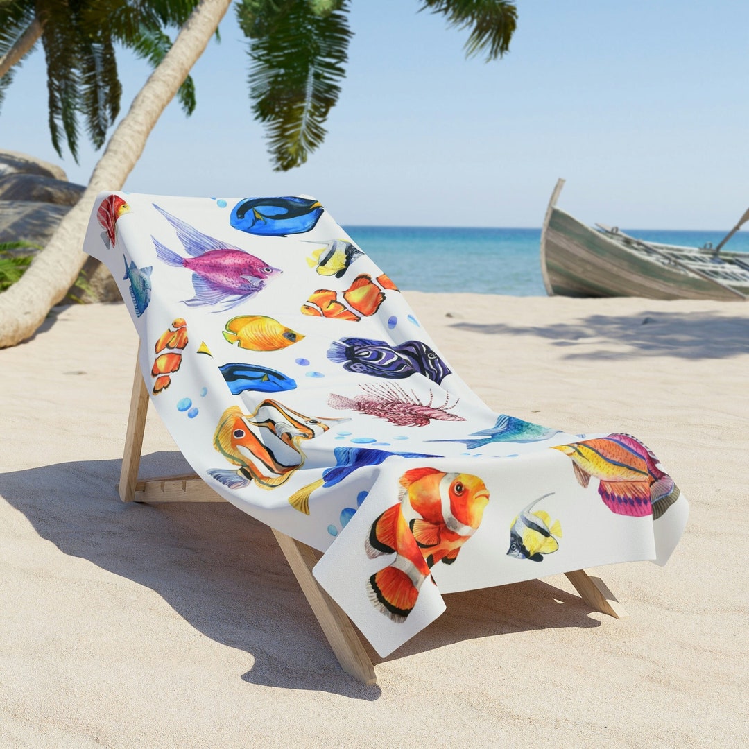 Tropical Fish Beach Towel, Exotic Ocean Fish Gift, Sea Large Soft ...