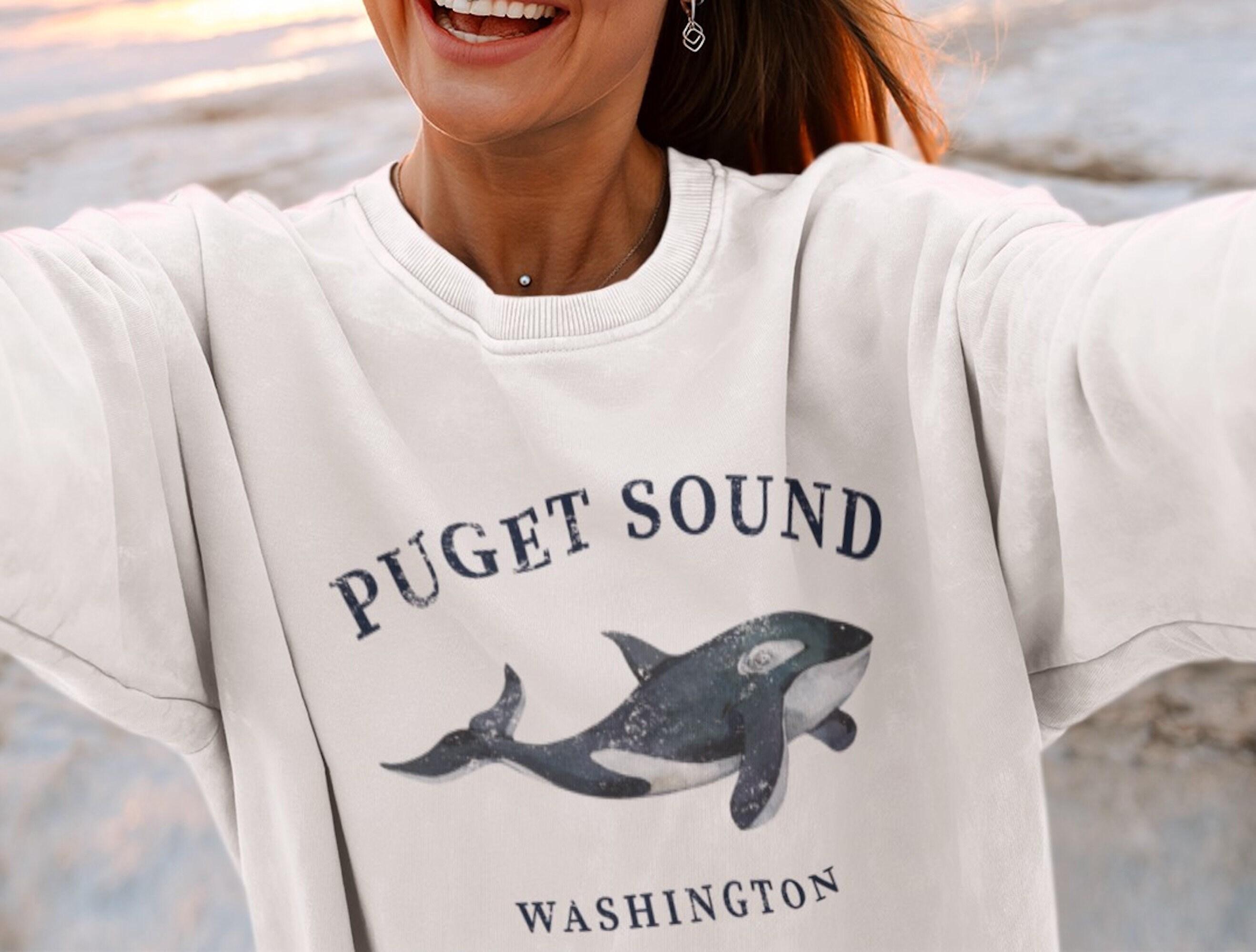 Puget Sound Whale Sweatshirt Womens Washington Crewneck - Etsy
