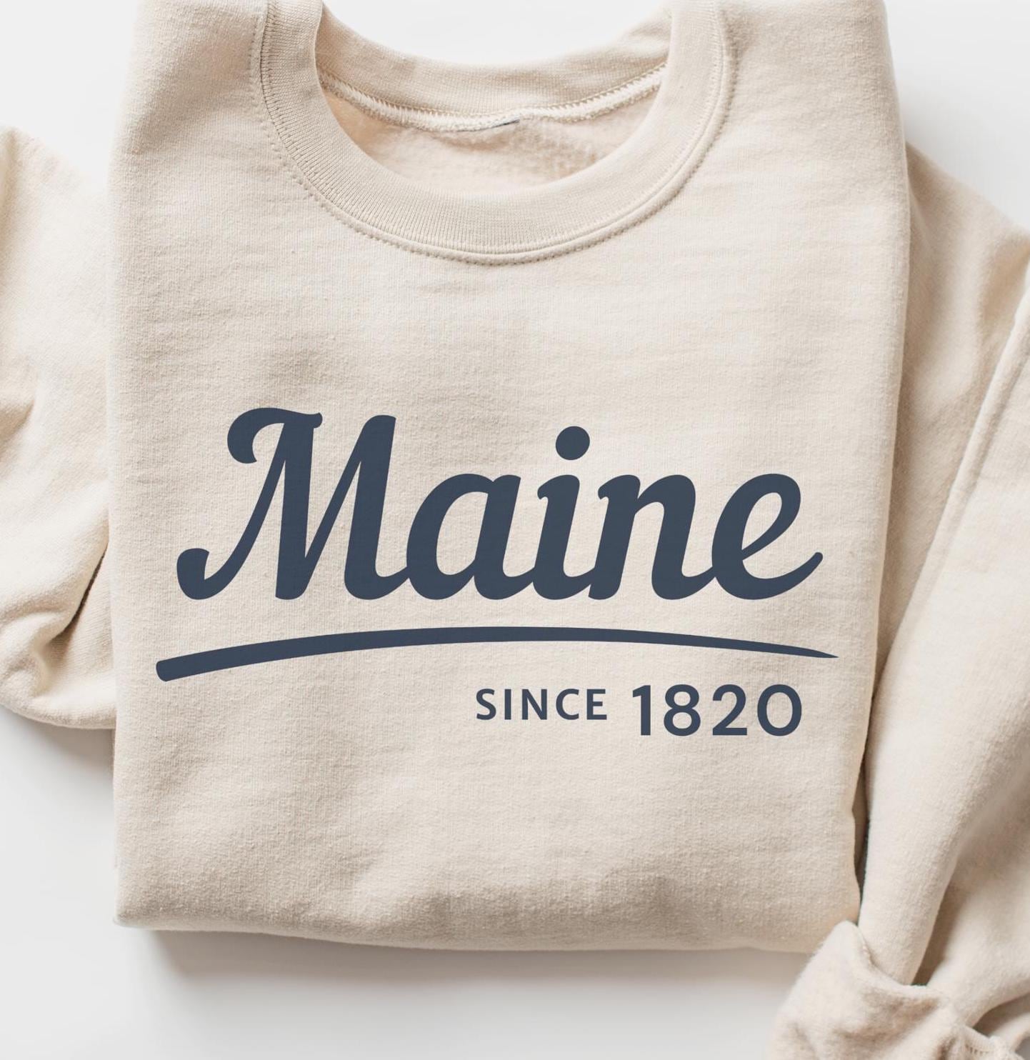 Maine Since 1820 Crewneck Sweatshirt Gift, State Pullover Souvenir - Etsy