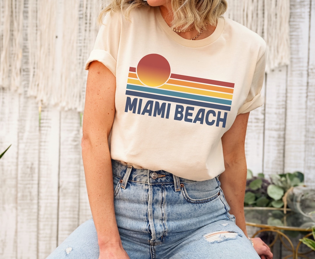 Miami Beach Retro Sunset Tshirt, Unisex Florida Beach Shirt - Etsy