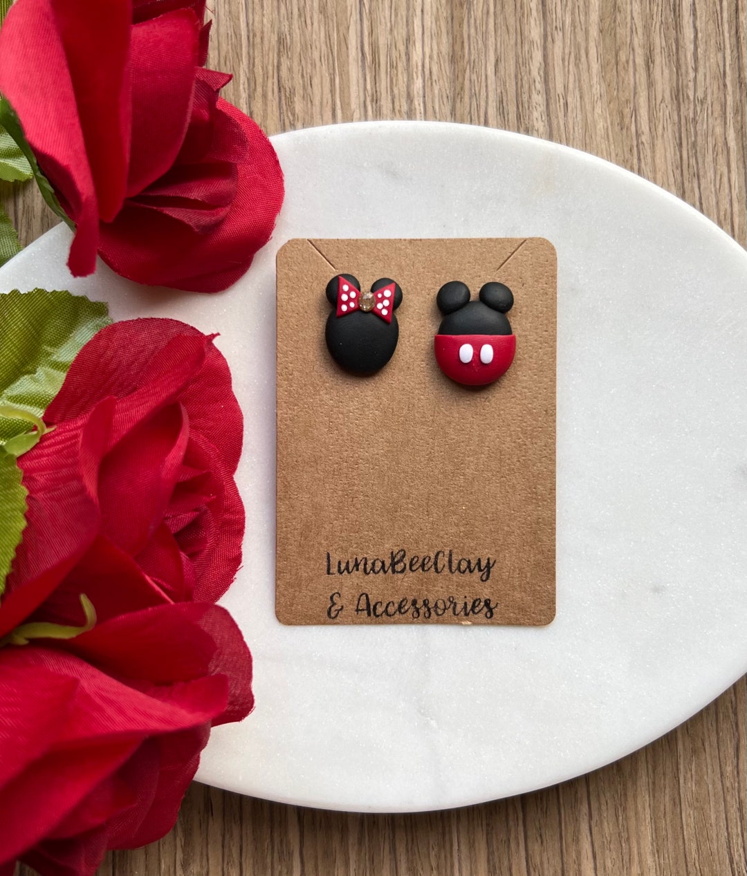 Mickey Minnie Mouse Polymer Clay Studs Disney Studs - Etsy