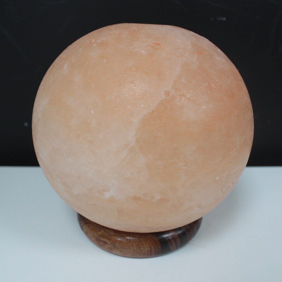 Himalayan Salt Ball Lamp on Wooden Base Lamp, Lighting, Table Lamp ...