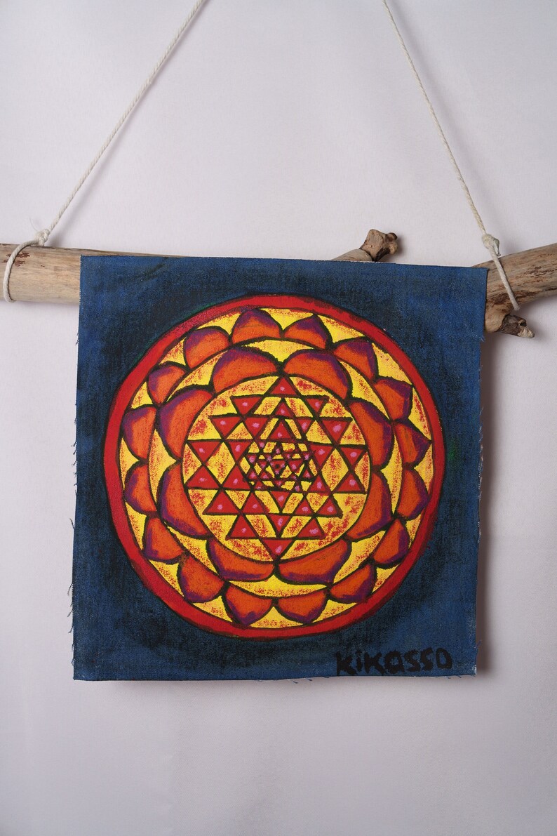 Peinture Sri Yantra Et Mandala Unique Sur Toile Épaisse - 28 X 28 Cm ...