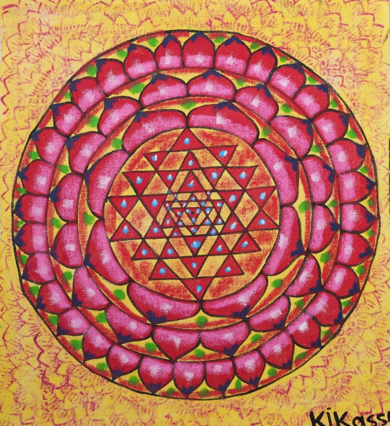 Peinture Sri Yantra Mandala Unique Sur Toile Épaisse - 35 X 40 Cm ...