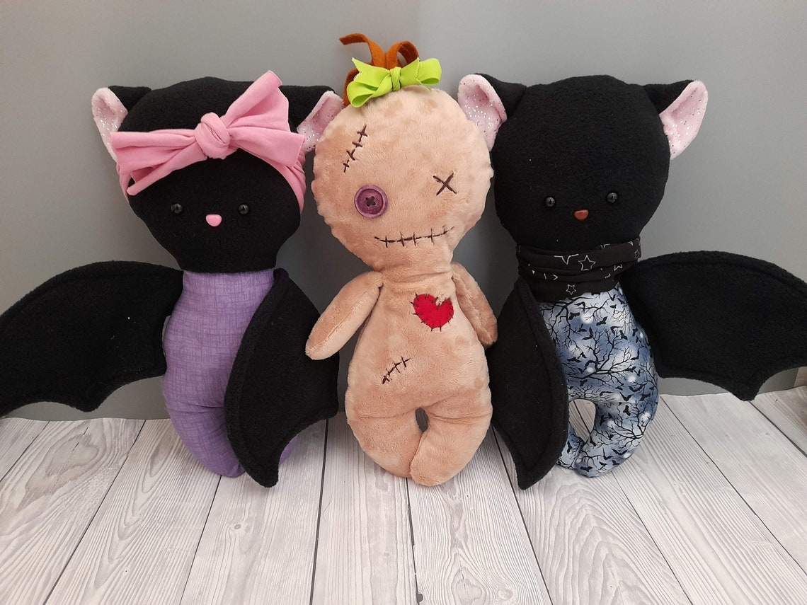 Halloween Sewing Pattern Double Pack Bat and Voodoo Doll - Etsy