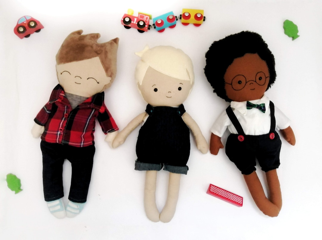 Boy Doll Sewing Pattern Bundle: 3 Faces, Hair & Outfits (PDF) - Etsy