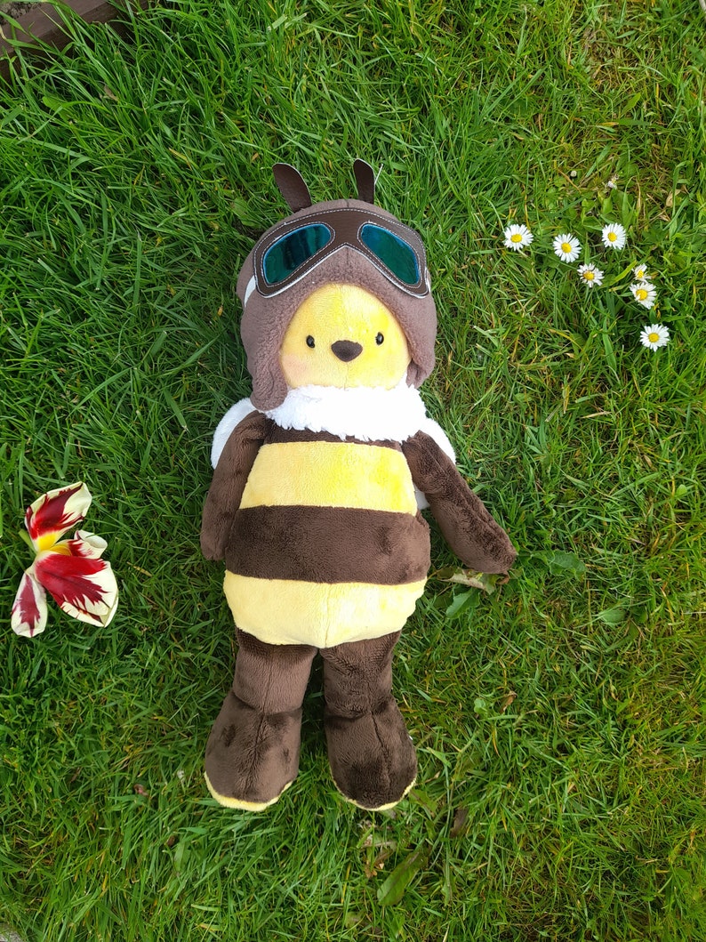Plushie Bee Sewing Pattern and Tutorial With Aviator Hat and - Etsy UK