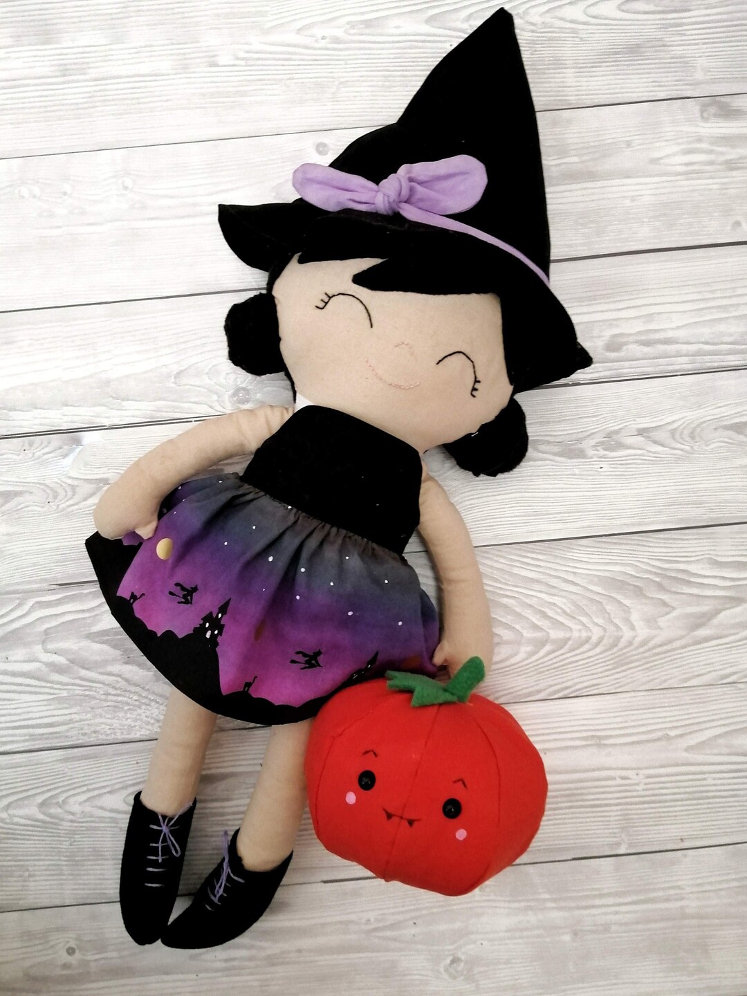 Witch Doll Sewing Pattern Including Her Fabric Pumpkin Friend Pdf ...