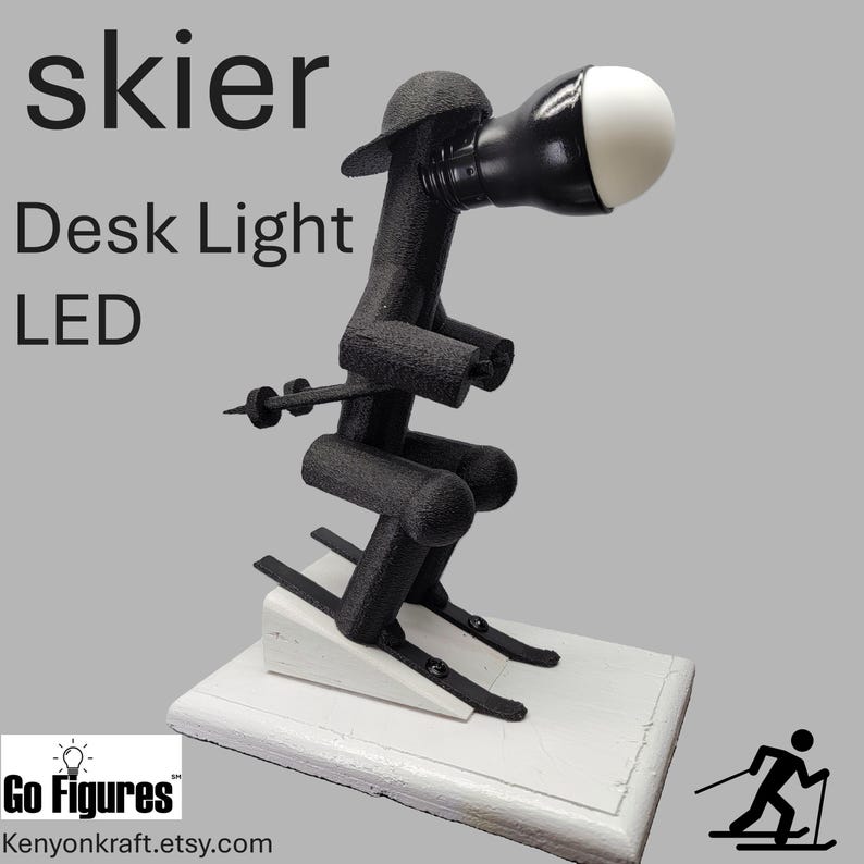 Desk Light Skier LED 3D Printed Man Cave Gift - Etsy