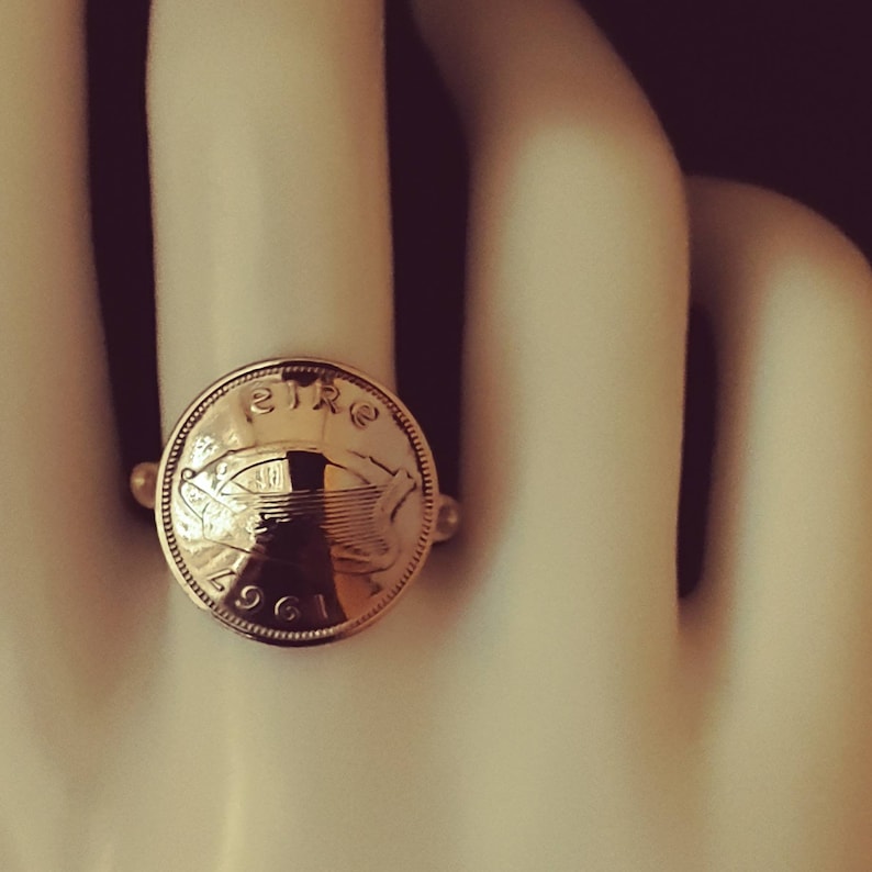 Irish Coin Ring Celtic Jewelry STERLING SILVER Band Eire | Etsy