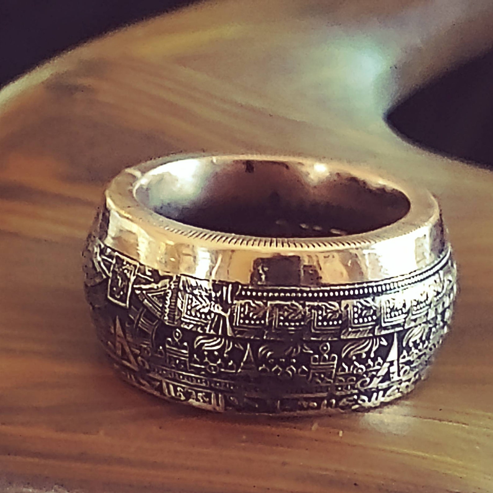 Aztec Mayan Ring Aztec Coin Ring Aztec Calendar Aztec - Etsy