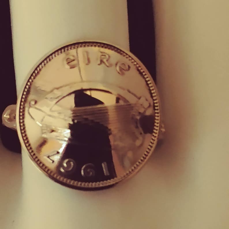 Irish Coin Ring Celtic Jewelry STERLING SILVER Band Eire | Etsy