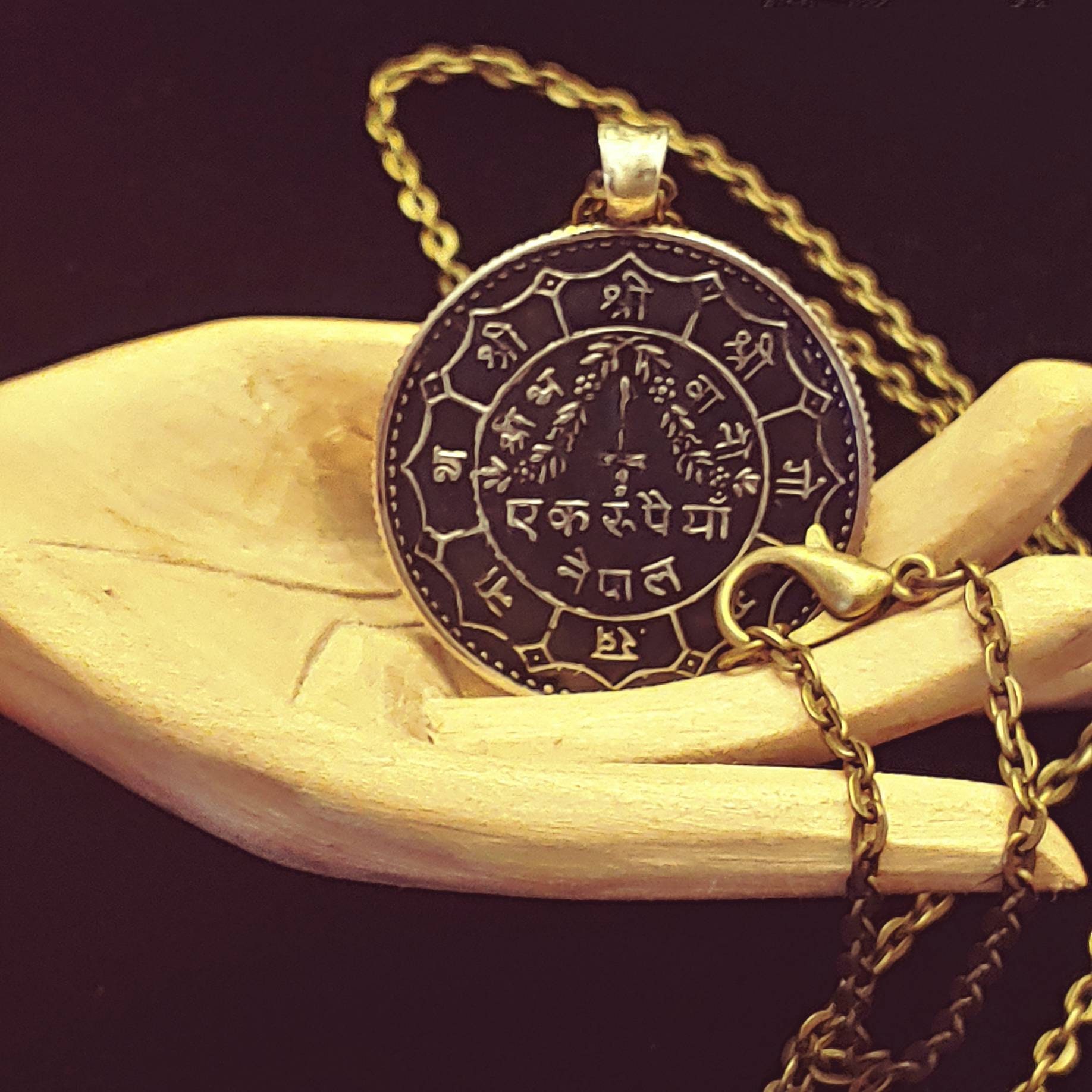 Nepalese Coin Pendant, Nepal Proof Coin, Sterling Silver Bail, 24 Inch ...