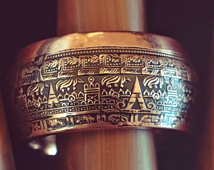 Aztec Mayan Ring, Aztec Coin Ring, Aztec Calendar, Aztec, Mayan, Copper ...