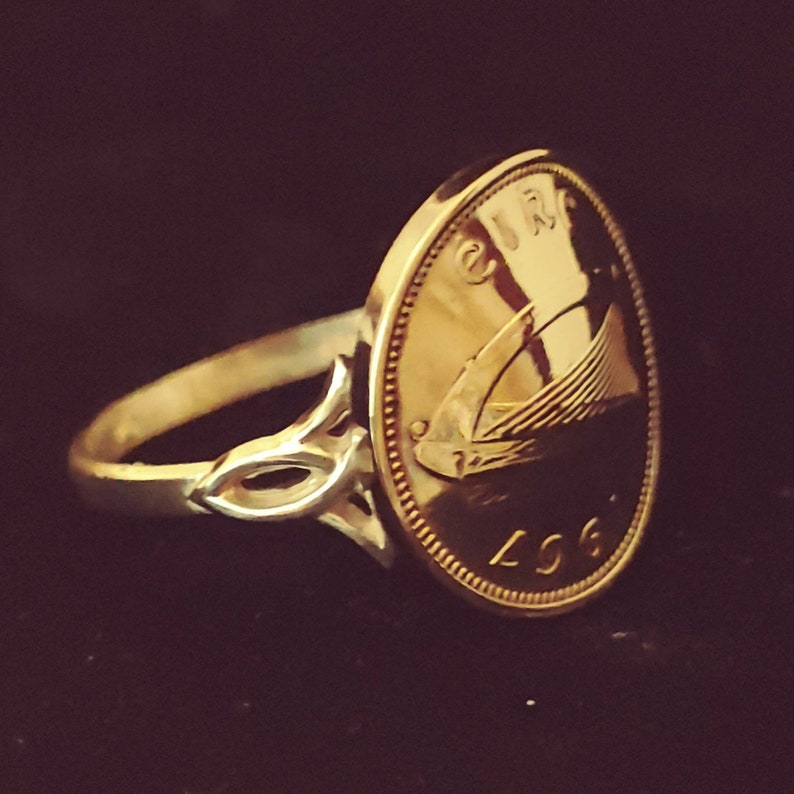 Irish Coin Ring Celtic Jewelry STERLING SILVER Band Eire | Etsy