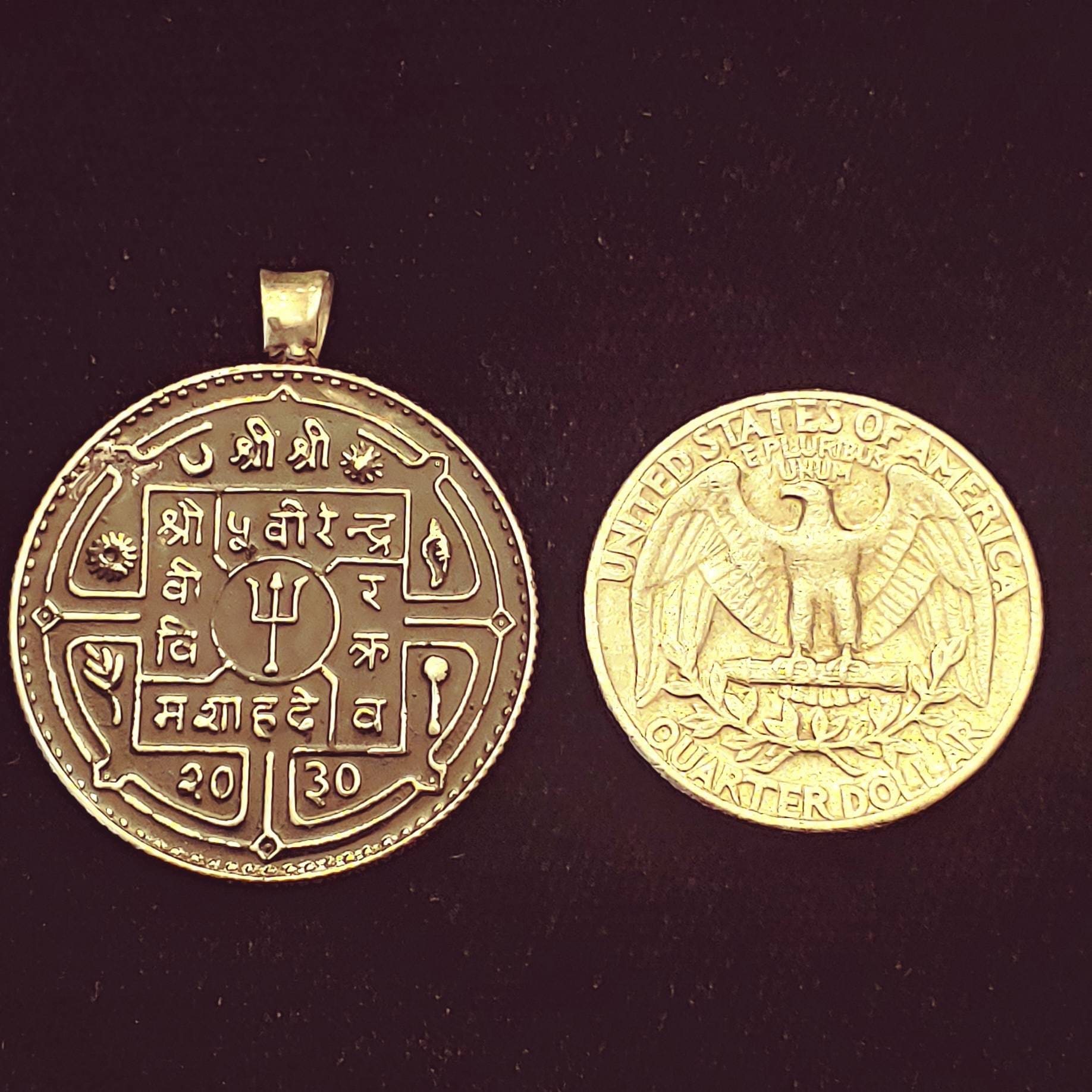 Nepalese Coin Pendant, Nepal Proof Coin, Sterling Silver Bail, 24 Inch ...