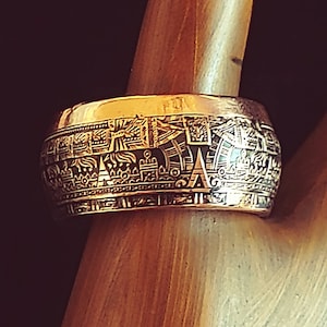 Aztec Mayan Ring, Aztec Coin Ring, Aztec Calendar, Aztec, Mayan, Copper ...