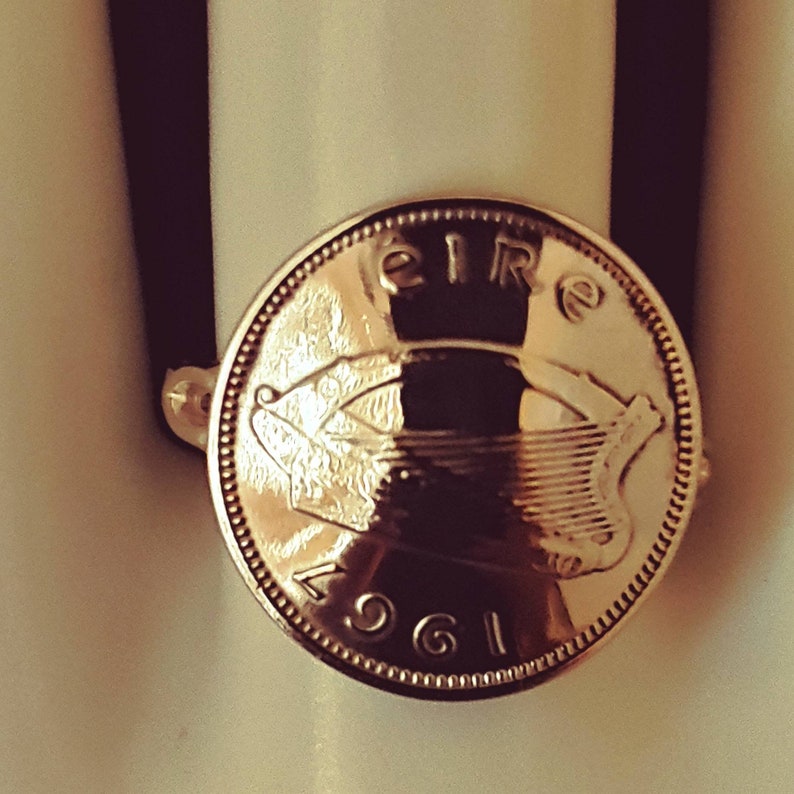 Irish Coin Ring Celtic Jewelry STERLING SILVER Band Eire - Etsy