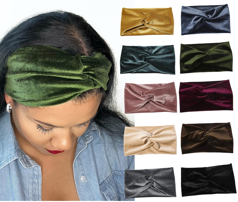 Wide Velvet Headband: Turban Twist Head Wrap, Stretch Band - Etsy