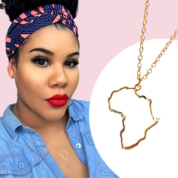 DAINTY AFRICA PENDANT Gold Silver Rose Gold Cute Necklace - Etsy India