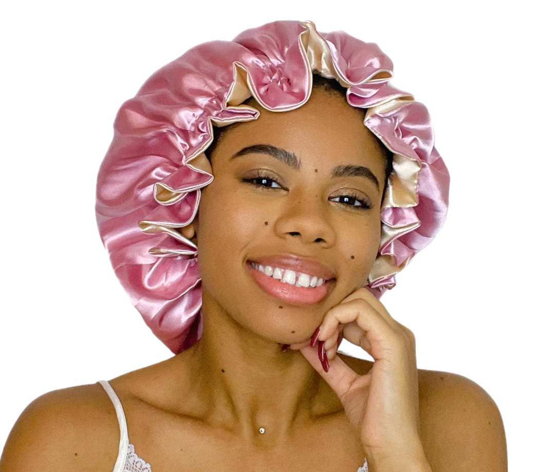 Reversible Satin Sleep Bonnet: Black & Silver Protective Hair Cap - Etsy