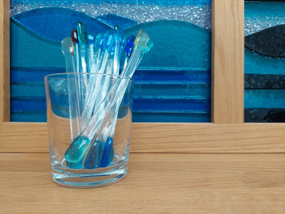 Handmade Fused Glass Swizzle Sticks: Colorful Cocktail Stirrers - Etsy