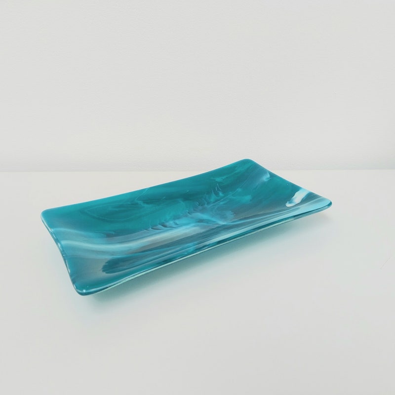 Aqua Glass Plates - Etsy