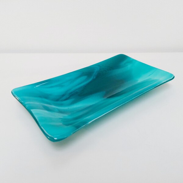 Aqua Glass Plates - Etsy