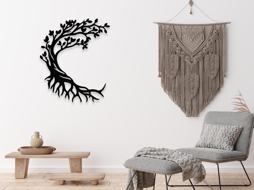 Moon Tree, Metal Tree Decor,metal Wall Art, Tree Metal Art, Nature Wall ...