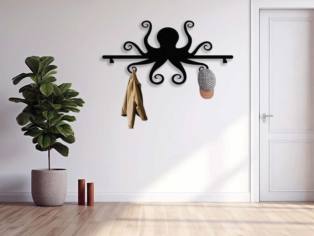 Octopus Hanger, Metal Hook, Coat Rock, Metal Wall Decor, Metal Flower ...