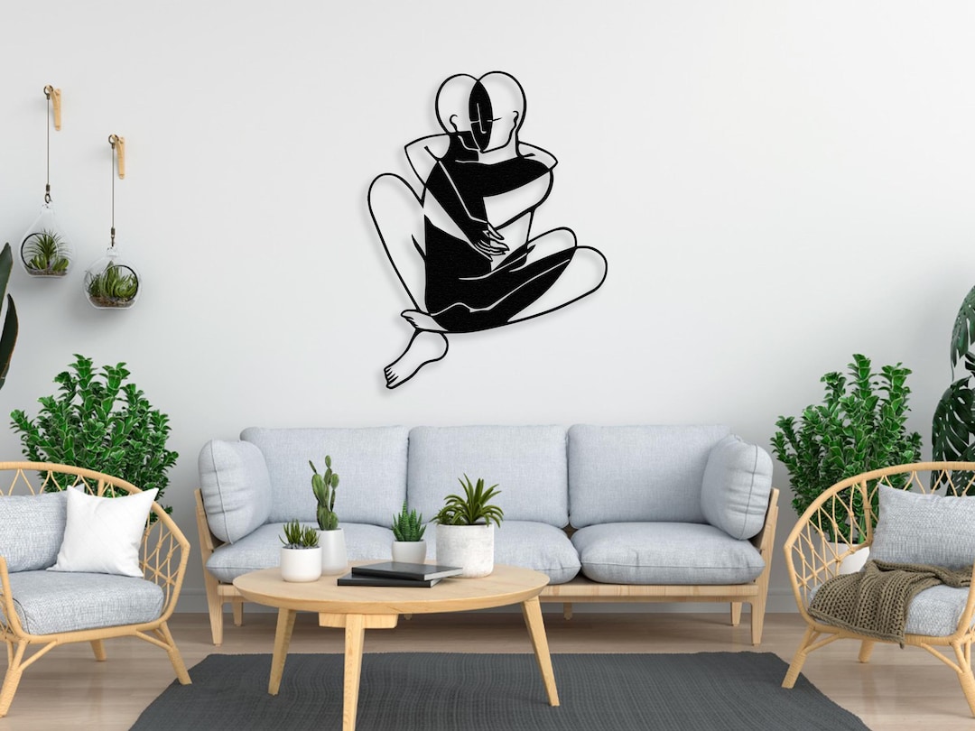 Hugging Couple Metal Wall Art: Abstract Modern Decor - Etsy