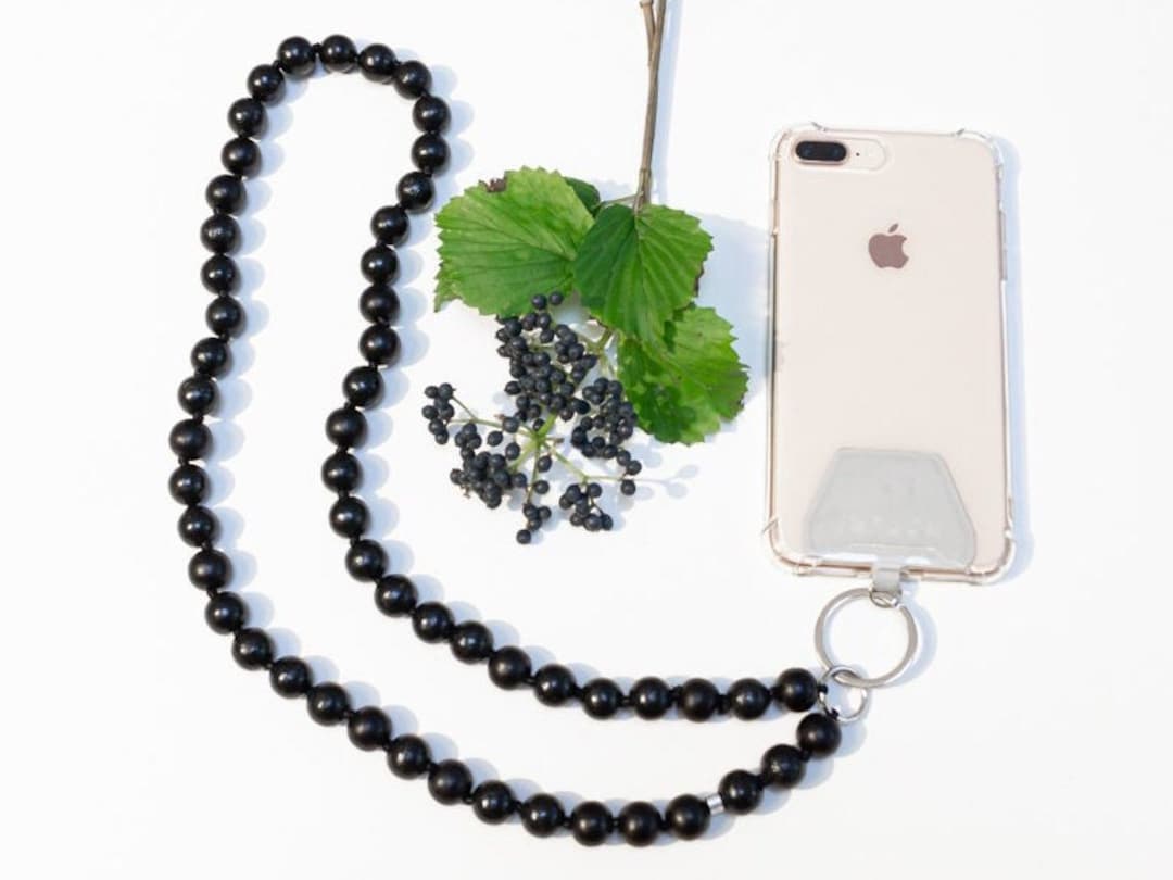 Designer Key Chain and Cell Phone Chain Made of Wooden Beads in black ...