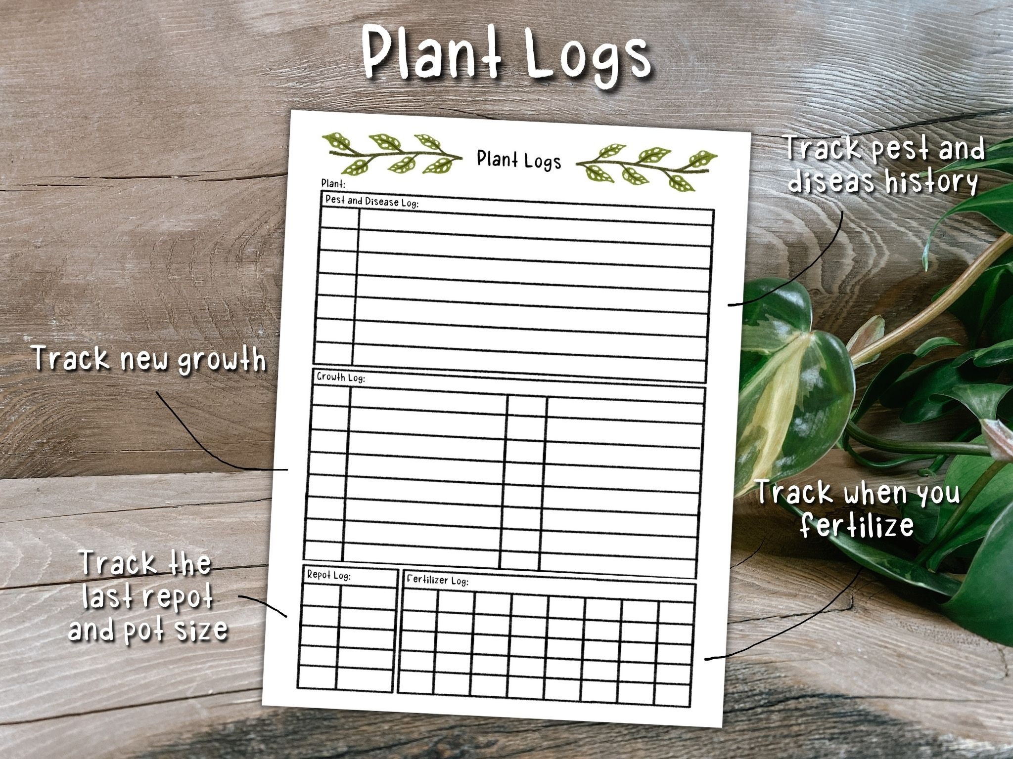 Plant Care Journal Digital Download Houseplant Care Notebook Planner ...