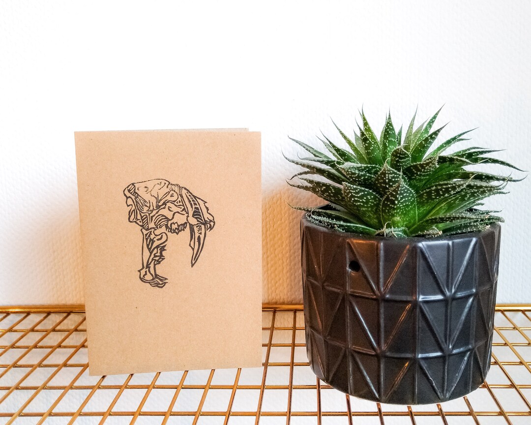 Smilodon Card A6 Lino Print Original Hand Made Printing - Etsy