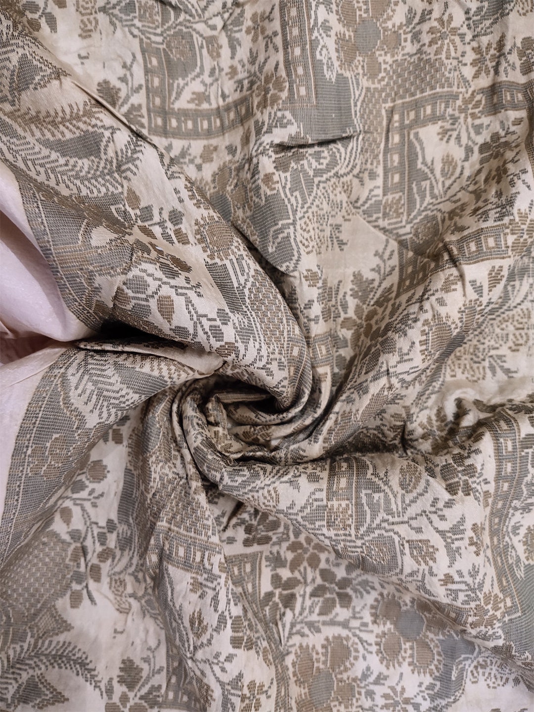 Sari de seda pura india vintage, sari estampado floral, tela artesanal ...