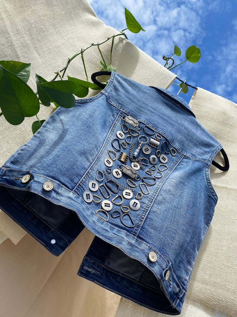 Reworked Denim Vest Denim Jacket Embroidered Vest Altered Clothing ...