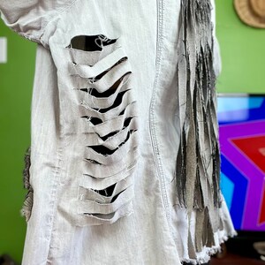 Reworked Denim Shirt Ripped Denim Shirt Funky Shirt Chained Shirt ...