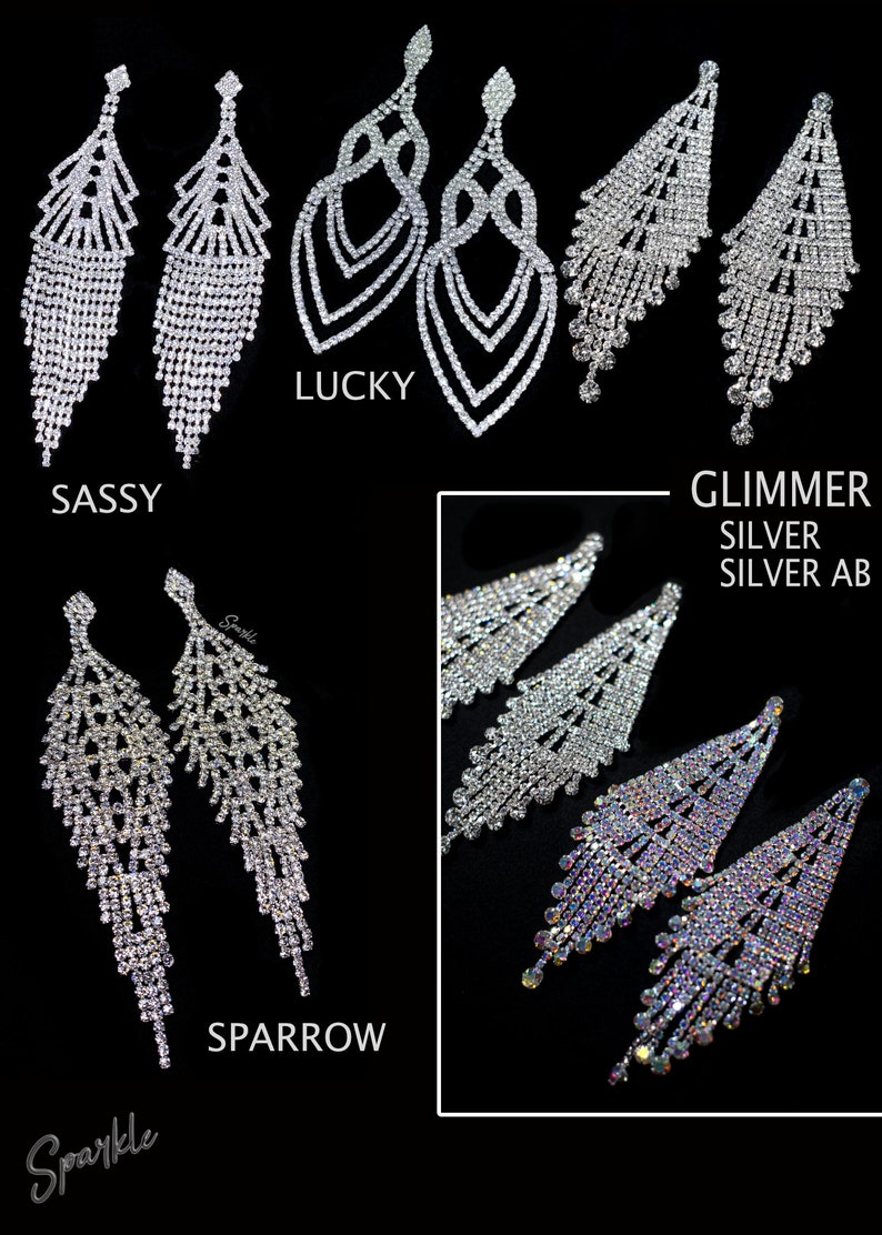 Silver Rhinestone Crystal Jewelry Set - Prom Jewelry, Wedding Earrings ...