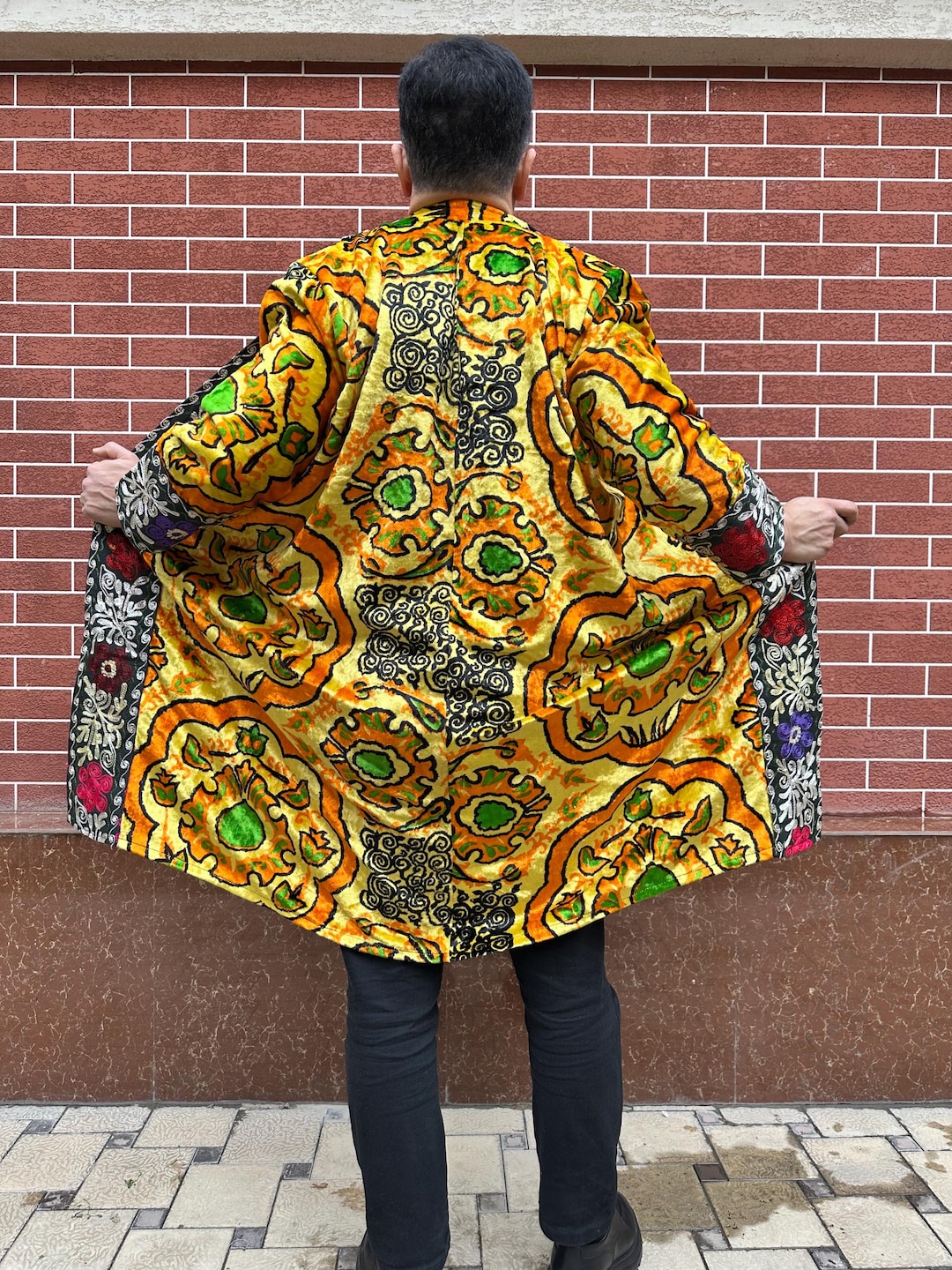 Uzbek Vintage Velvet Coat Chopon Kimono Kaftan, Uzbek Dress, Robe ...