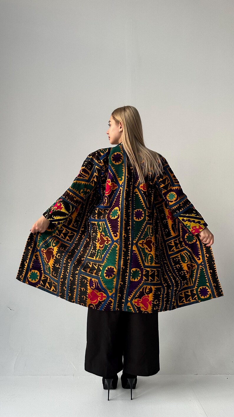 Uzbek Handmade Suzani Embroidery Coat Chopon, Robe, Dress, Chapan ...