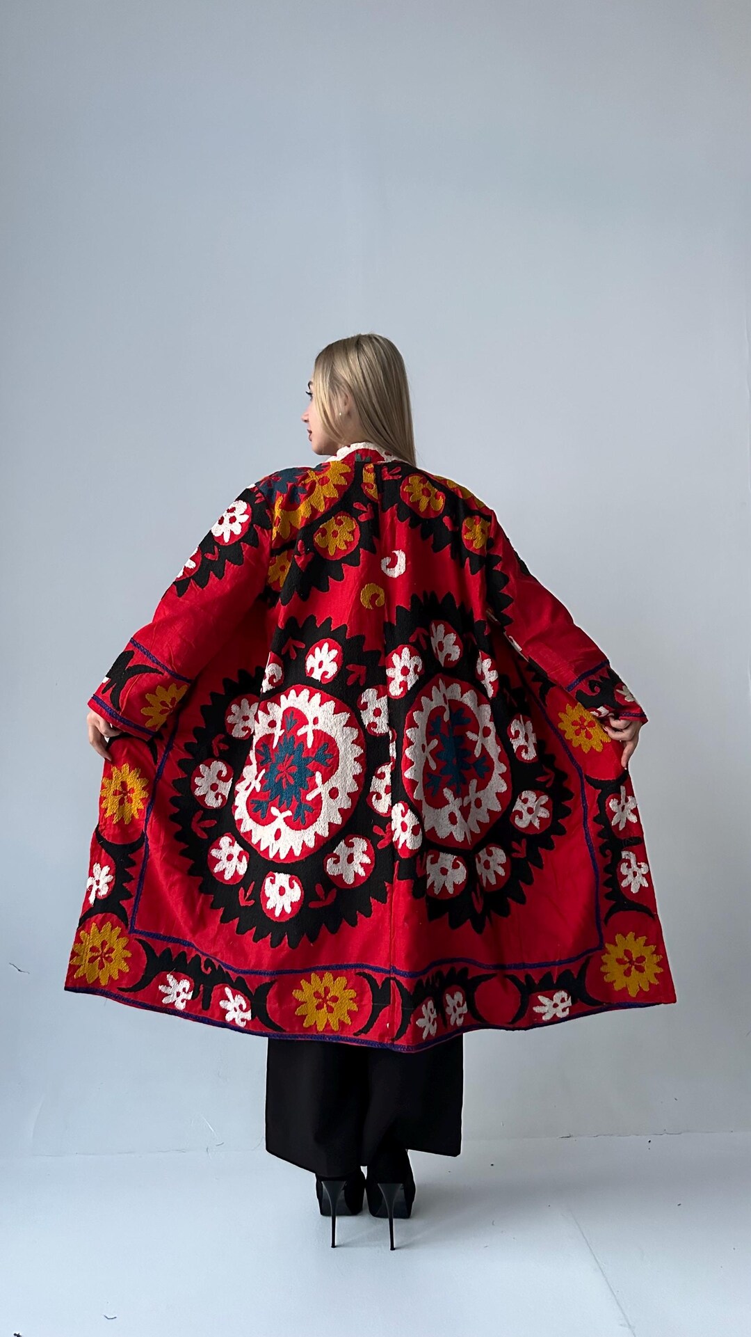 Uzbek Handmade Suzani Embroidery Coat Chopon, Robe, Dress, Chapan ...