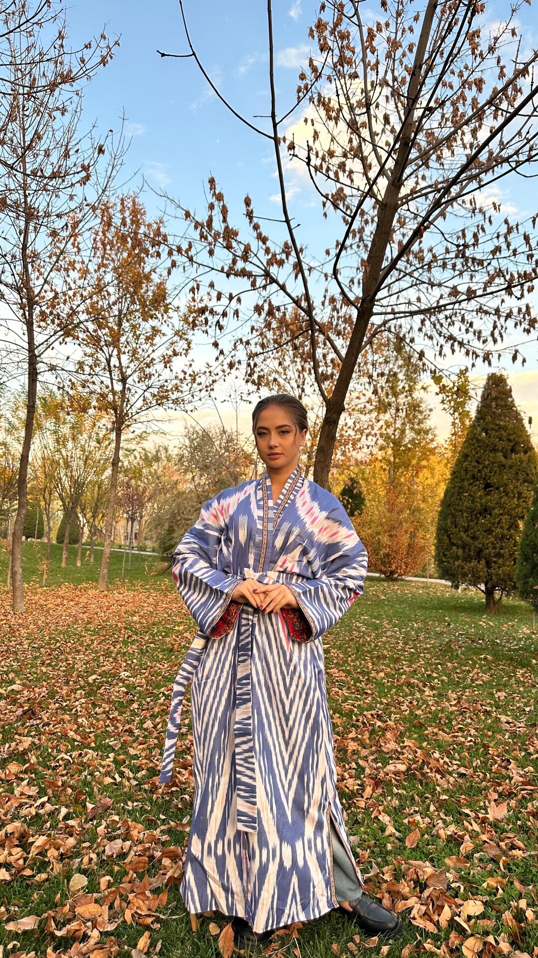 Uzbek Handmade Ikat Robe, Dress, Chapan, Jacket Coat Ikat Coton Auntik ...