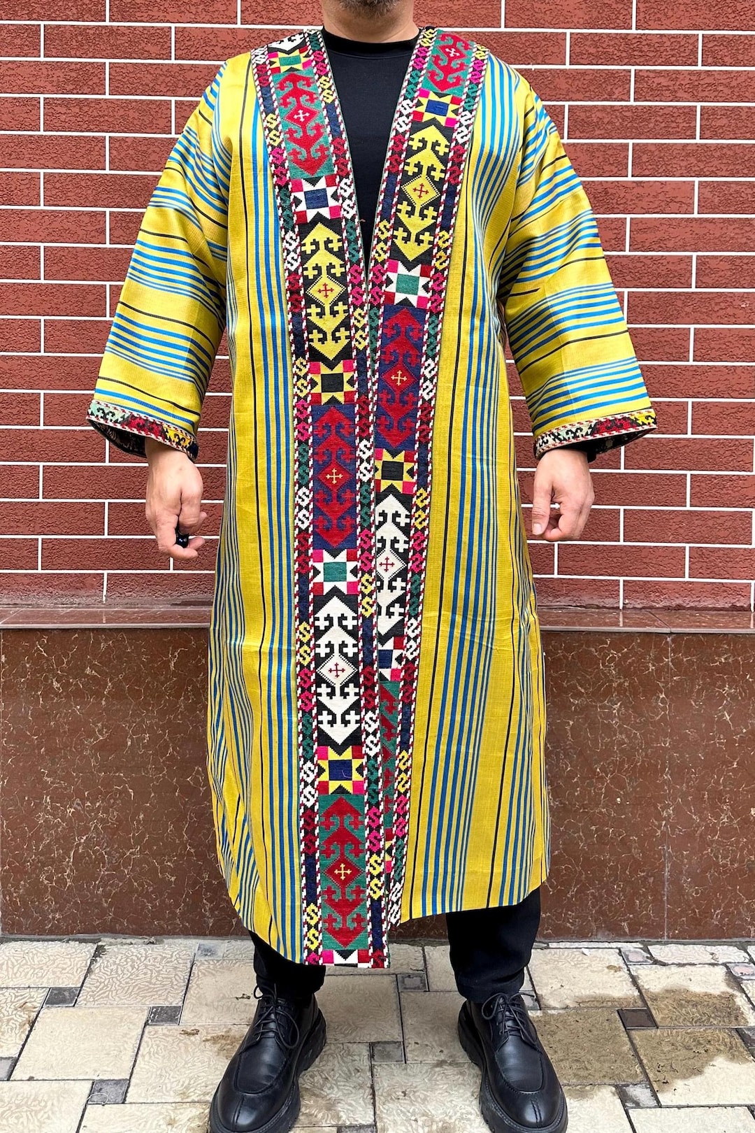 Uzbek Handmade Silk Bekasab Coat Chopon, Robe, Dress, Chapan, Jacket ...