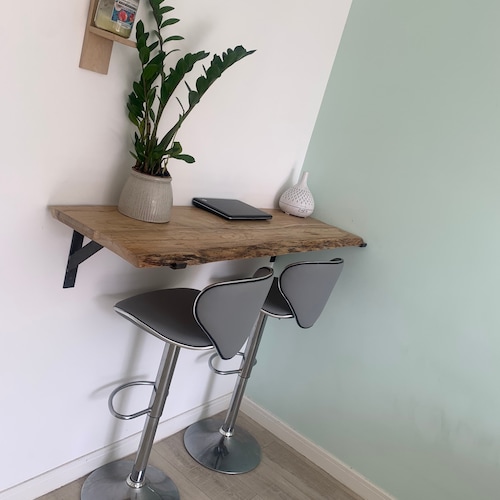 Live Edge Floating Oak Breakfast Bar - Etsy UK