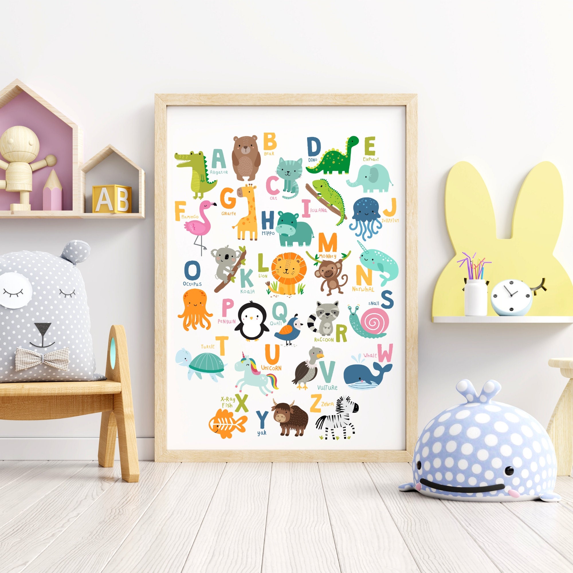 Animal Alphabet Learning Print, ABC School Digital Print, Animal Wall ...