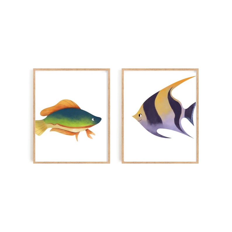 Under the Sea Wall Art, Ocean Fish, Turtle, and Sea Horse Prints, Kids ...